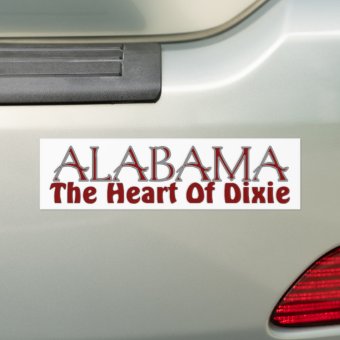 Alabama heart of Dixie bumper stickers | Zazzle