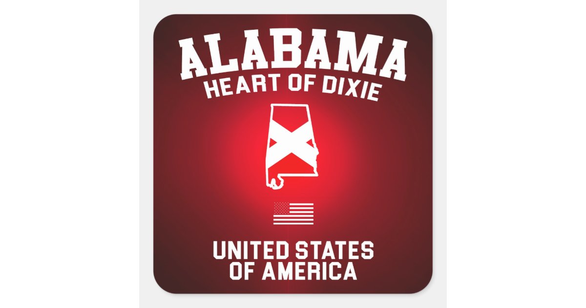 Alabama Heart of Dixie Square Sticker | Zazzle