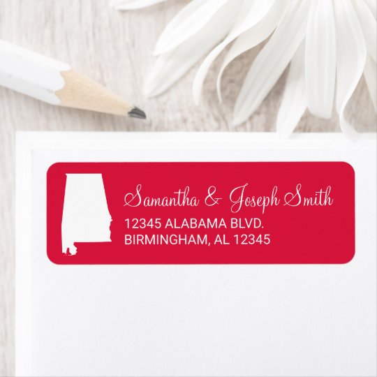 Alabama in White and Red Label | Zazzle.com