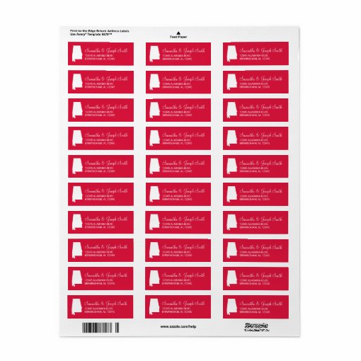 Alabama in White and Red Label | Zazzle