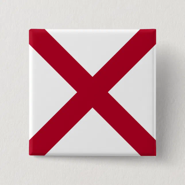 Alabama: St Andrew Crimson Cross Flag Button | Zazzle