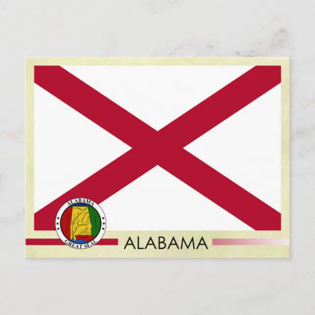 Alabama State Flag and Seal Postcard | Zazzle
