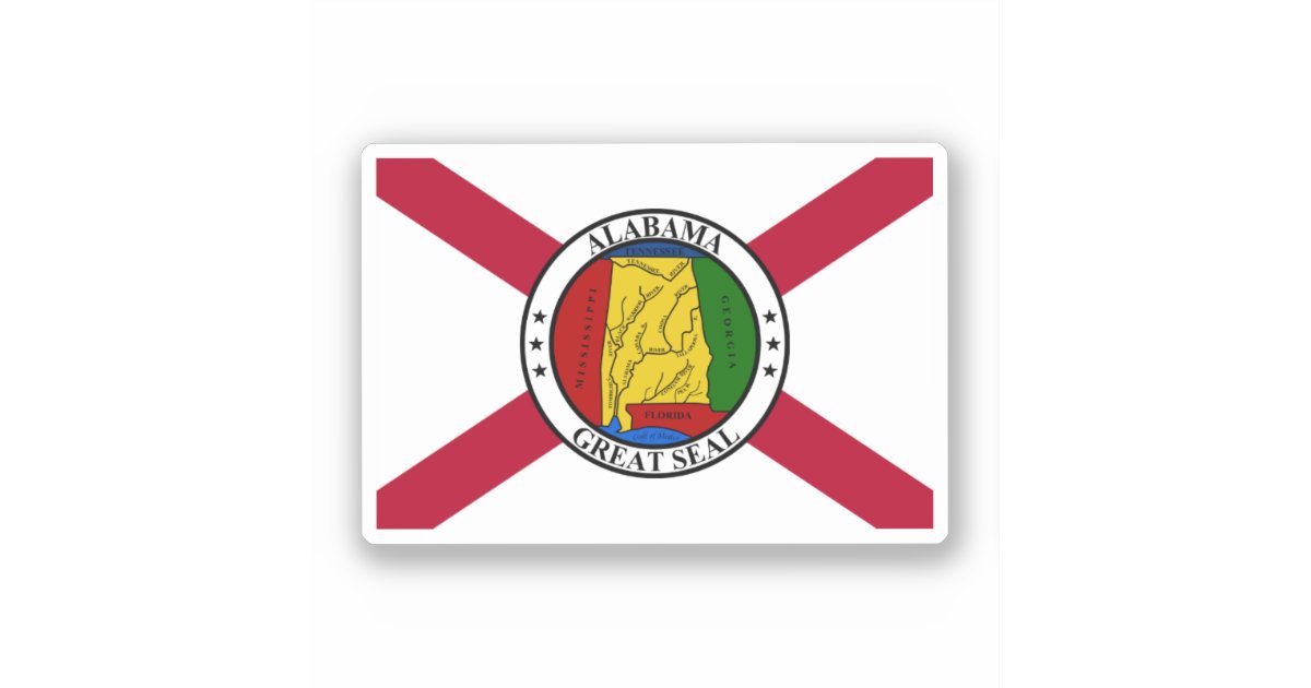 Alabama State Flag/ superimposed state seal Sticker | Zazzle