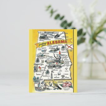 Alabama State Map Postcard | Zazzle