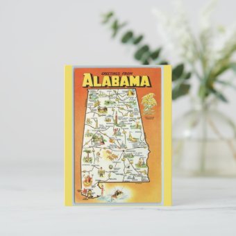 Alabama State Map Postcard | Zazzle