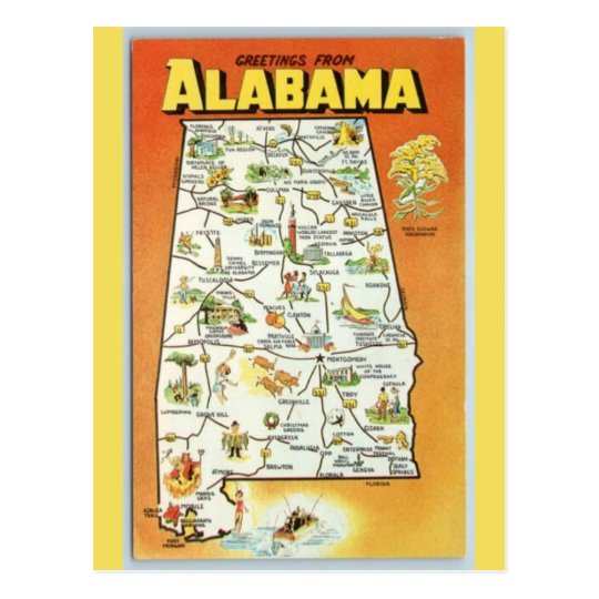 Alabama State Map Postcard | Zazzle.com