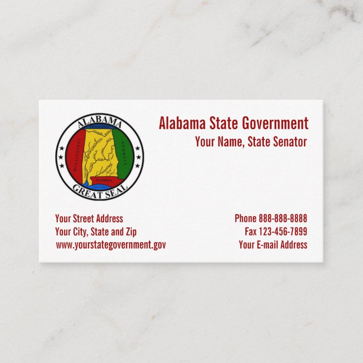 Alabama State Seal Government Business Card | Zazzle