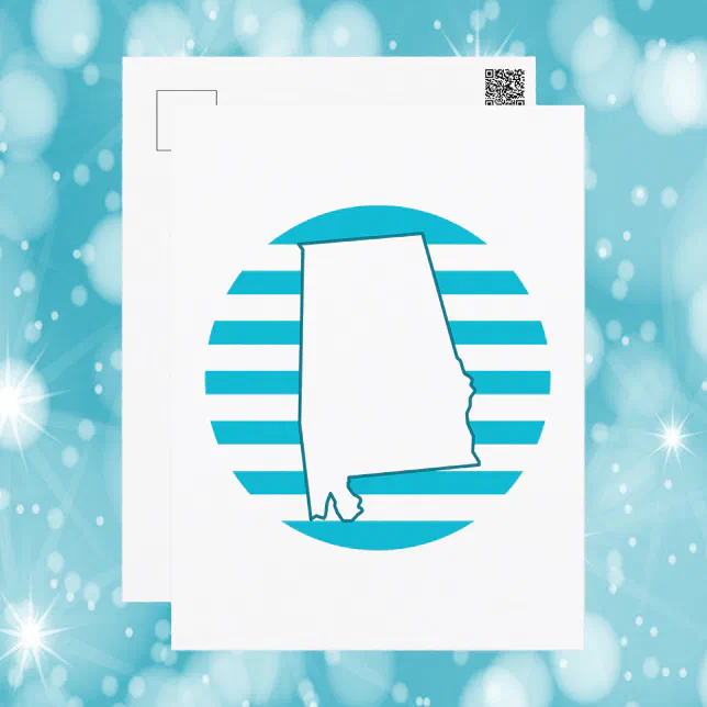 Alabama US State Outline Blue Retro Circle Postcard | Zazzle