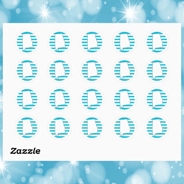 Alabama US State Outline Circle Blue Classic Round Sticker | Zazzle