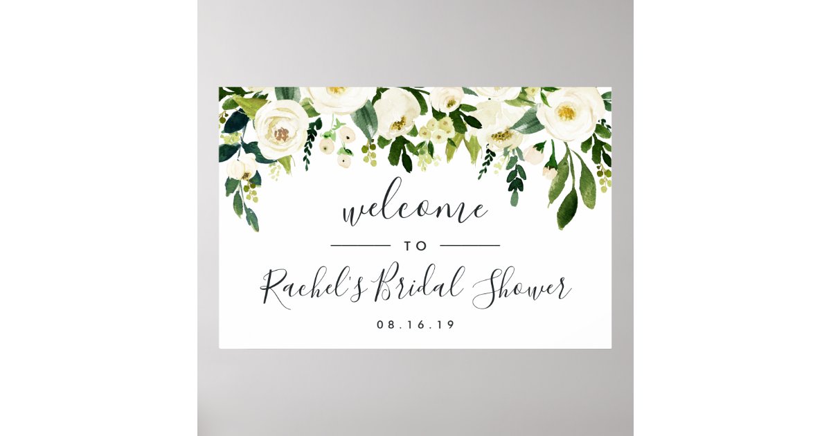 Alabaster Floral Bridal Shower Welcome Poster | Zazzle.com