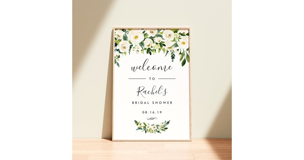 Alabaster Floral Bridal Shower Welcome Poster | Zazzle