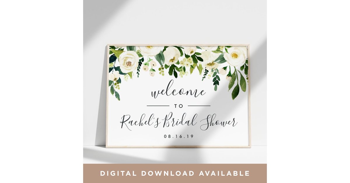 Alabaster Floral Bridal Shower Welcome Poster | Zazzle