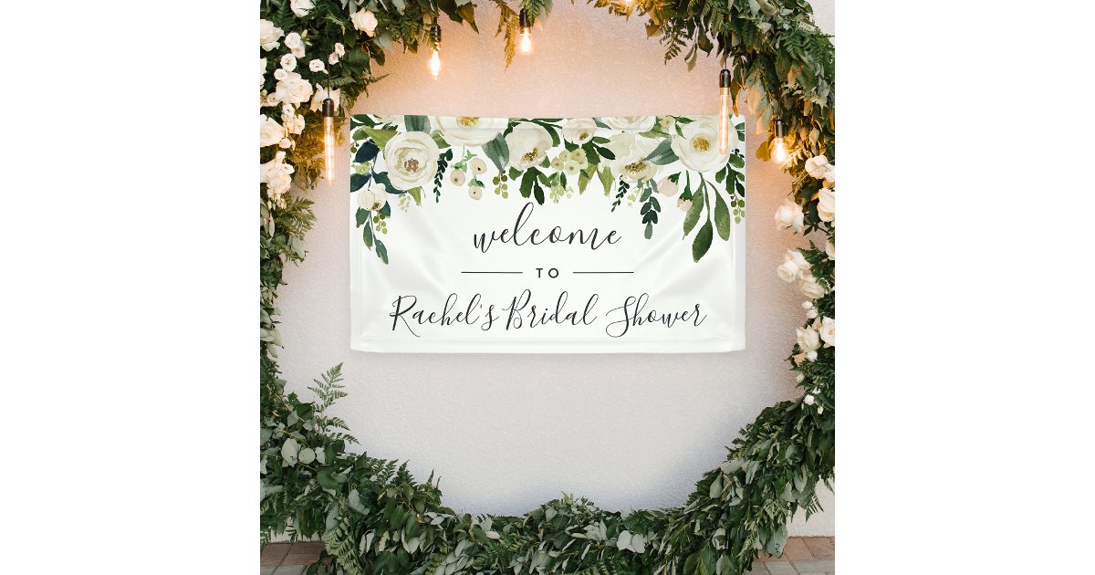 Alabaster Floral Shower Welcome Banner | Zazzle