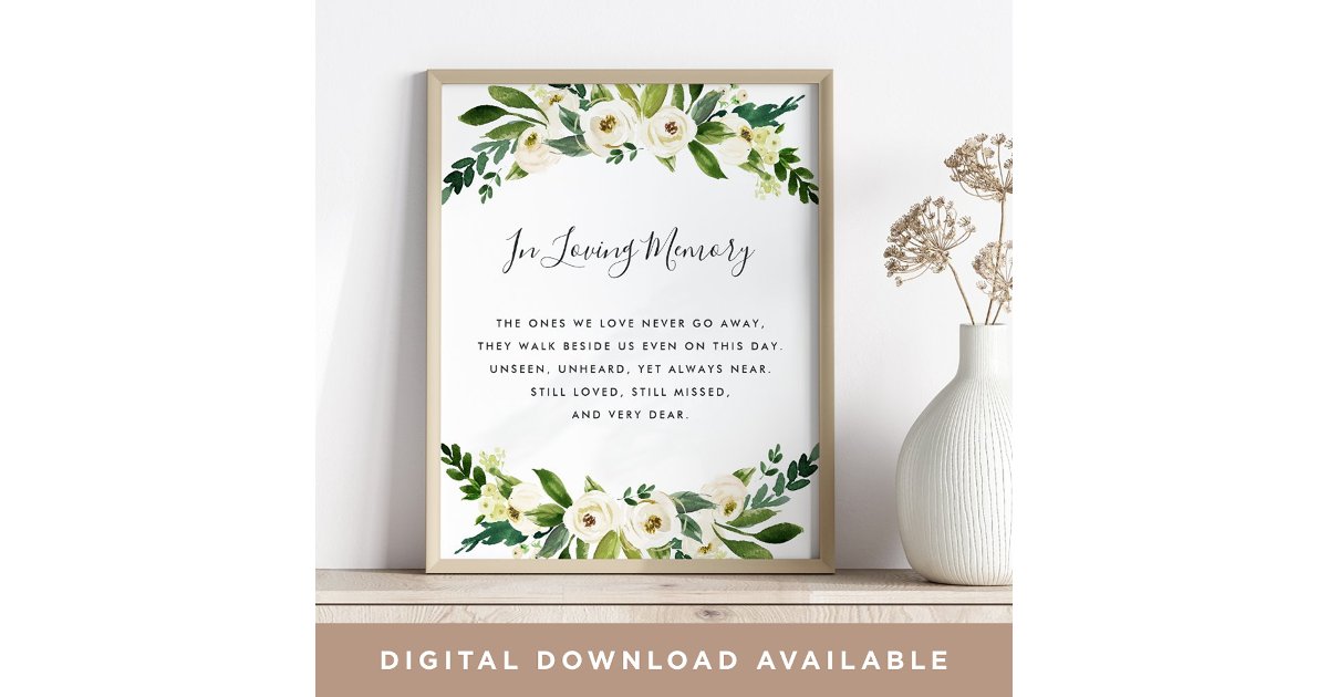 Alabaster Floral Wedding Memorial Sign | Zazzle