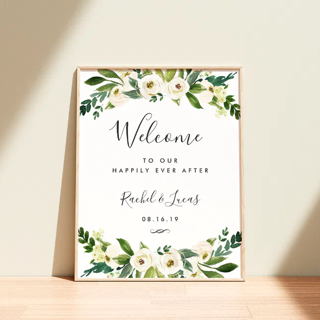 Alabaster Floral Wedding Welcome Poster | Zazzle