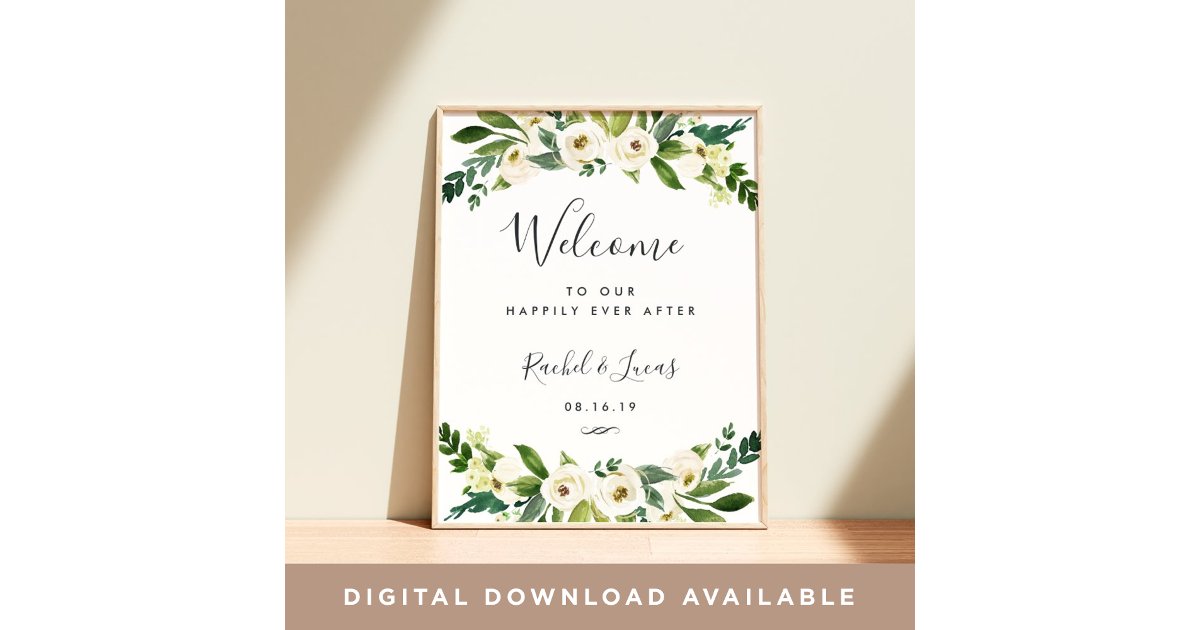 Alabaster Floral Wedding Welcome Poster | Zazzle