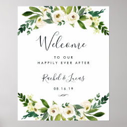 Alabaster Floral Wedding Welcome Poster | Zazzle