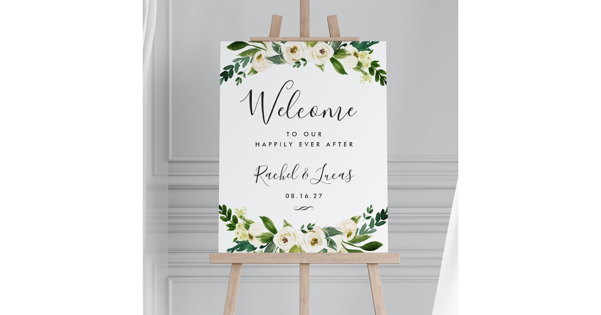 Alabaster Floral Wedding Welcome Sign | Zazzle