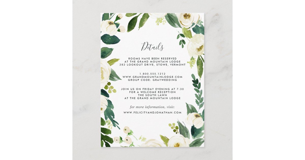 Alabaster Guest Information Card | Zazzle