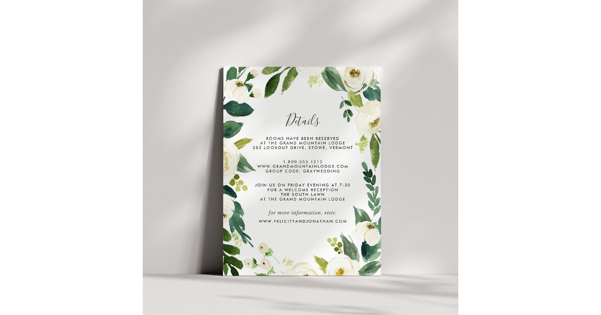 Alabaster Guest Information Card | Zazzle