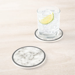 Alabaster Obsidian Pewter Rim marble coasters | Zazzle