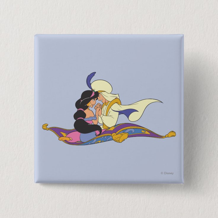 Aladdin and Jasmine on Magic Carpet Pinback Button | Zazzle