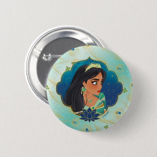Aladdin | Jasmine Side Profile Graphic Button | Zazzle