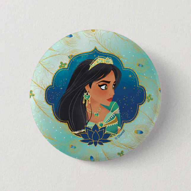 Aladdin | Jasmine Side Profile Graphic Button | Zazzle