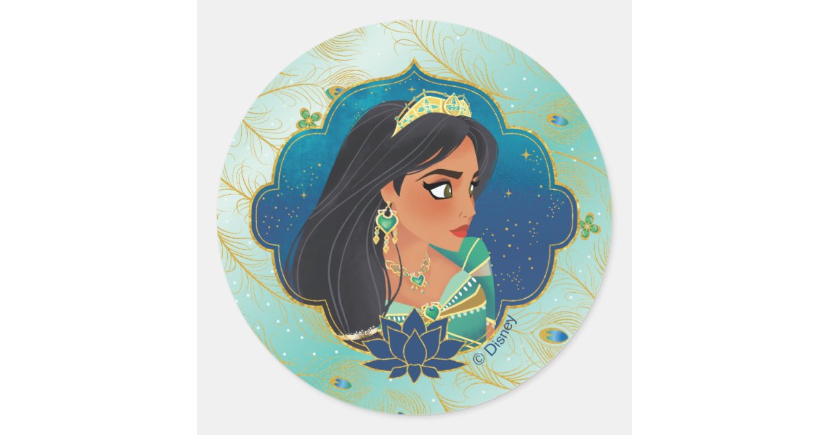 Aladdin | Jasmine Side Profile Graphic Classic Round Sticker | Zazzle