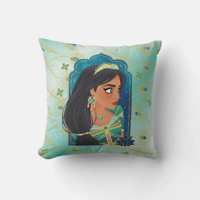 Aladdin | Jasmine Side Profile Graphic Throw Pillow | Zazzle
