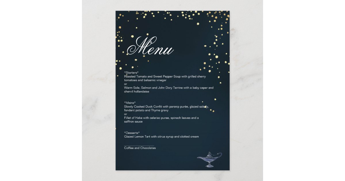 ALADDIN MENU CARD | Zazzle