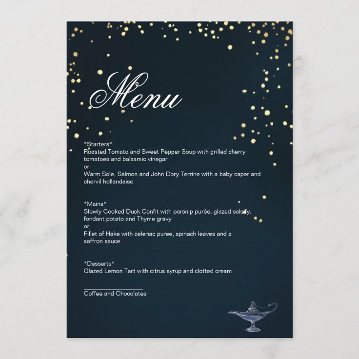 ALADDIN MENU CARD | Zazzle