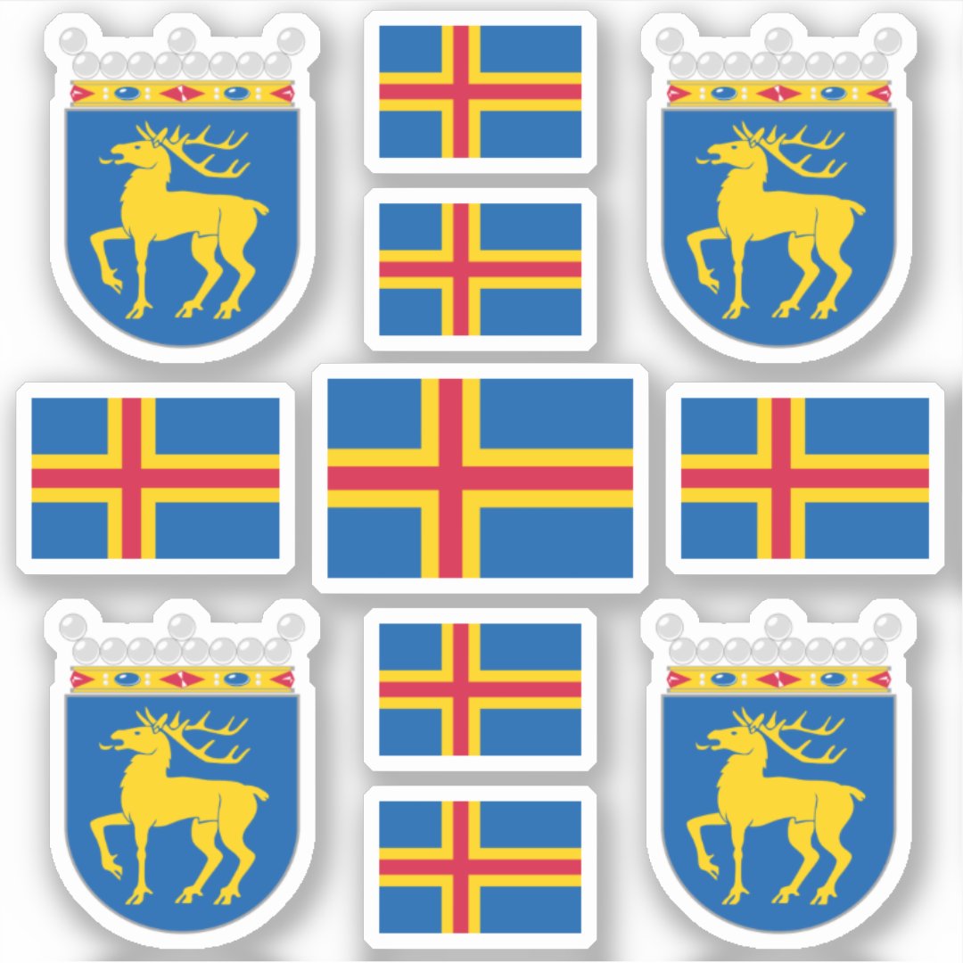 Åland Island symbols / coat of arms and flag Sticker | Zazzle