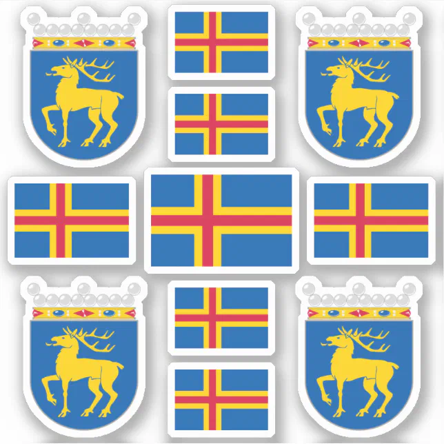 Åland Island symbols / coat of arms and flag Sticker | Zazzle