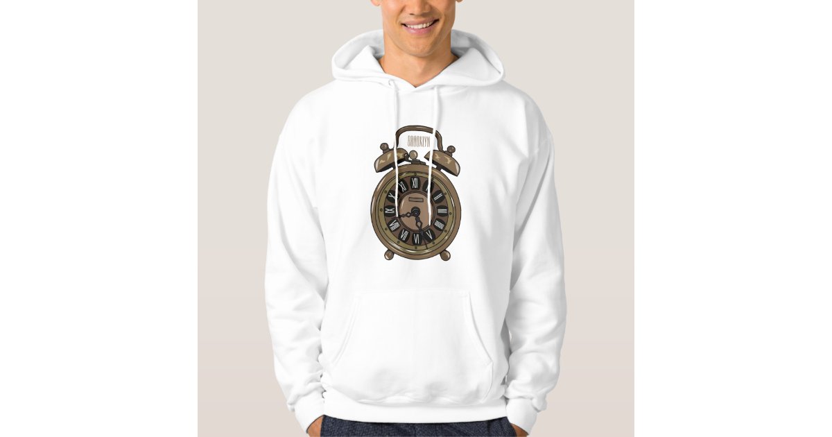 Alarm clock cartoon illustration hoodie | Zazzle