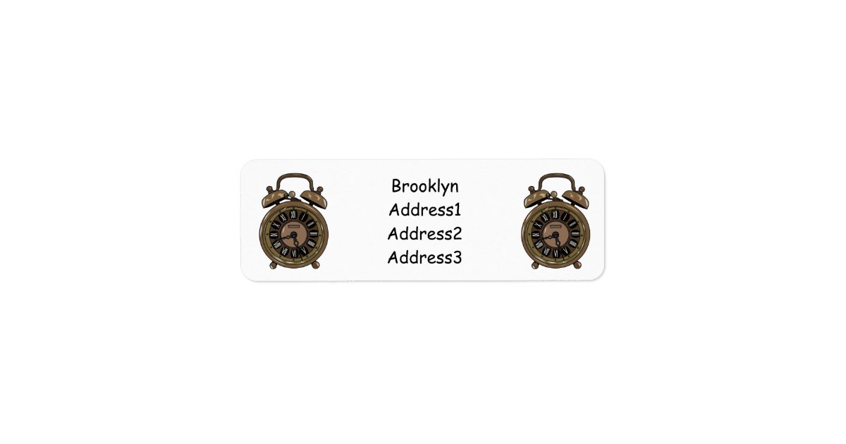 Alarm clock cartoon illustration label | Zazzle