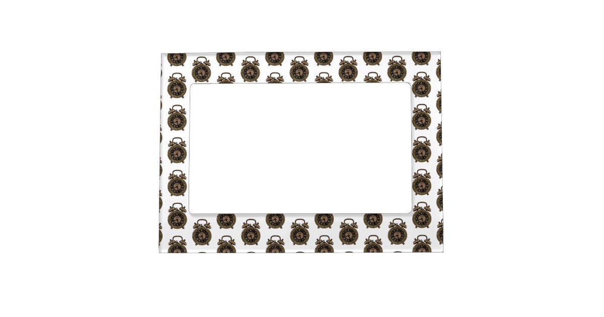Alarm clock cartoon illustration magnetic frame | Zazzle