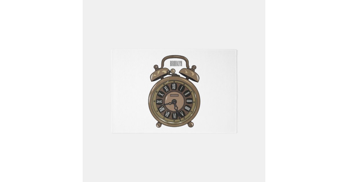 Alarm clock cartoon illustration rug | Zazzle