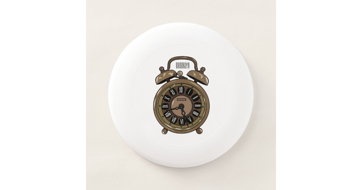 Alarm clock cartoon illustration Wham-O frisbee | Zazzle