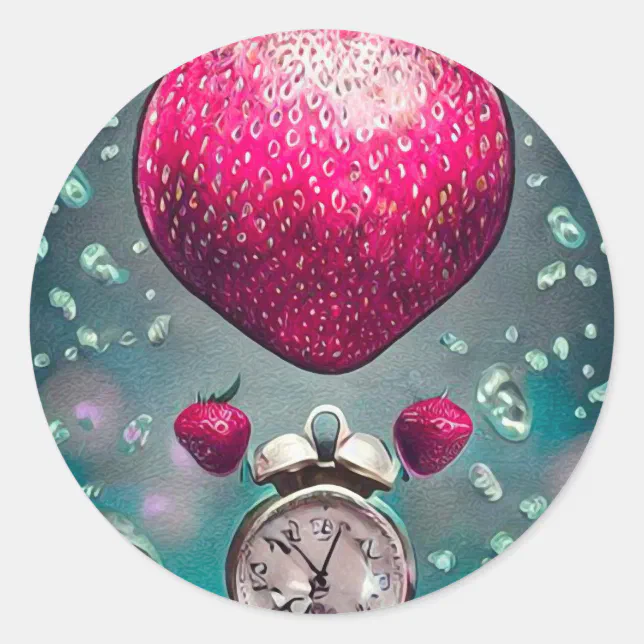 Alarm Clock Strawberry Classic Round Sticker | Zazzle