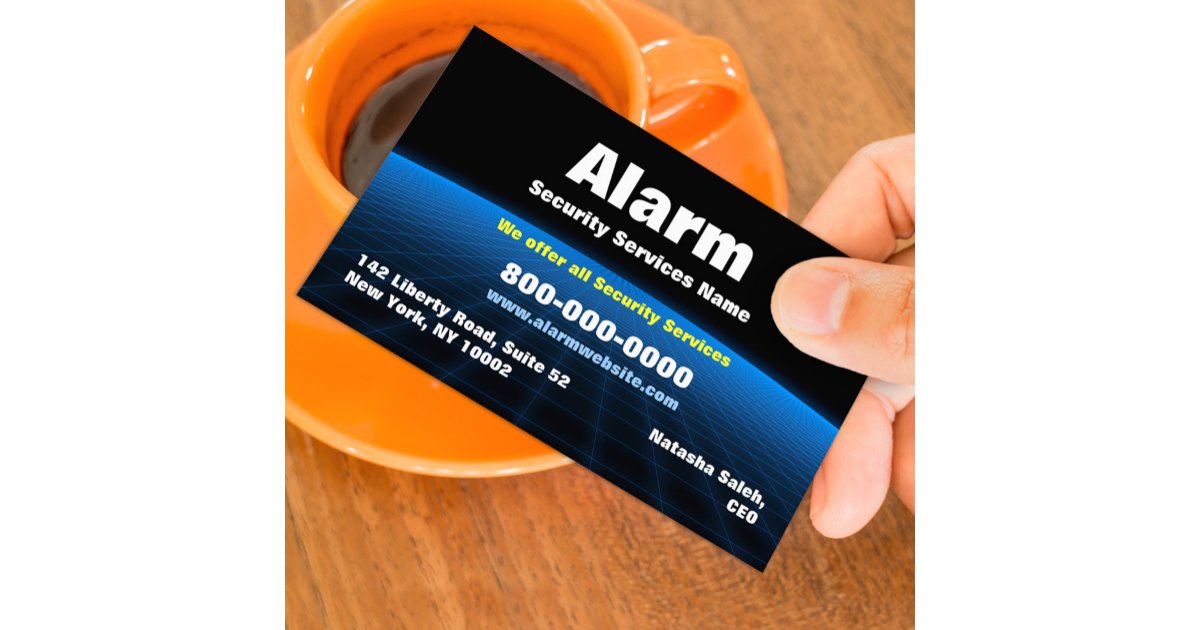 Alarm Security Tech Business Card Template | Zazzle