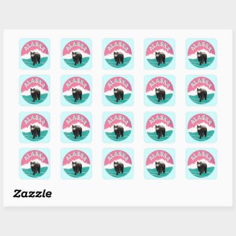 Alaska Bear Square Sticker | Zazzle