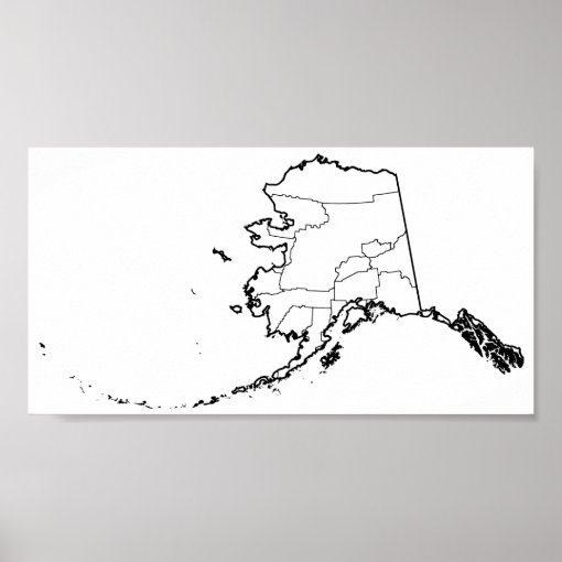 Alaska Boroughs Blank Outline Map Poster | Zazzle