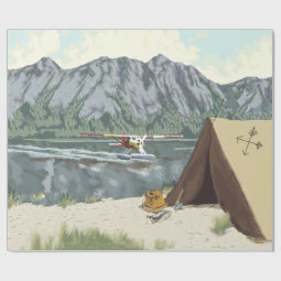Alaska Bush Plane And Fishing Travel Wrapping Paper | Zazzle