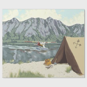 Alaska Bush Plane And Fishing Travel Wrapping Paper | Zazzle