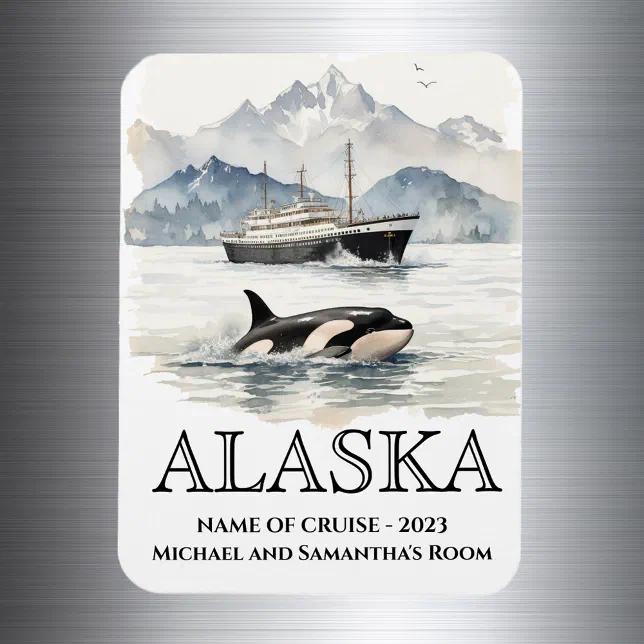Alaska Cruise Cruising Orca Watercolor Magnet | Zazzle