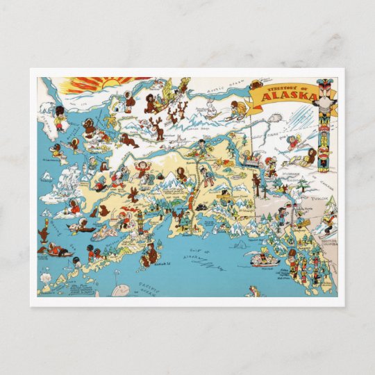 Alaska Funny Vintage Map Postcard | Zazzle.com