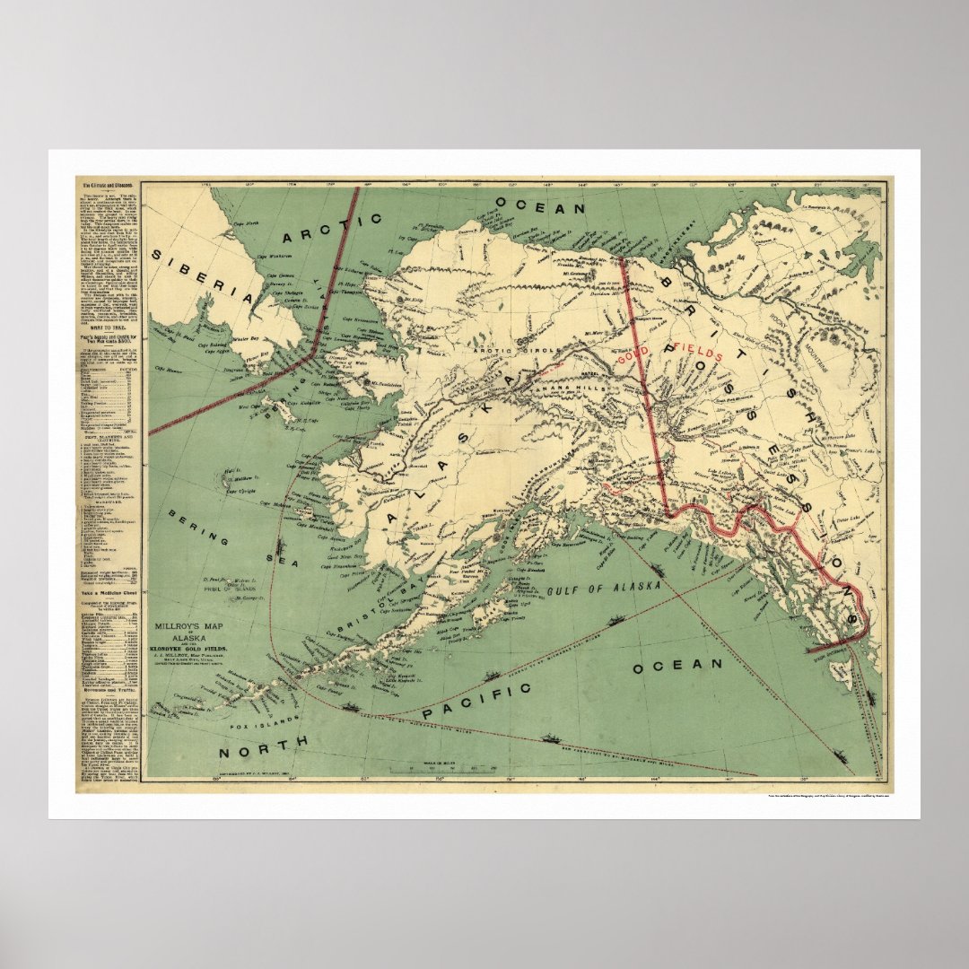 Alaska Gold Fields Map 1897 Poster | Zazzle