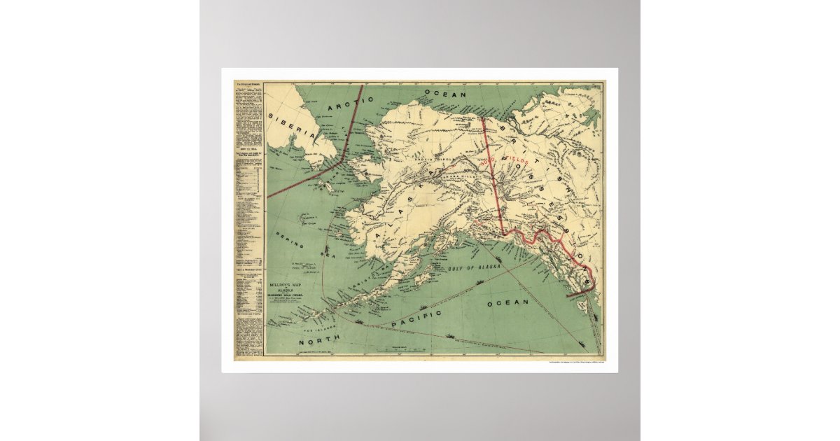 Alaska Gold Fields Map 1897 Poster | Zazzle