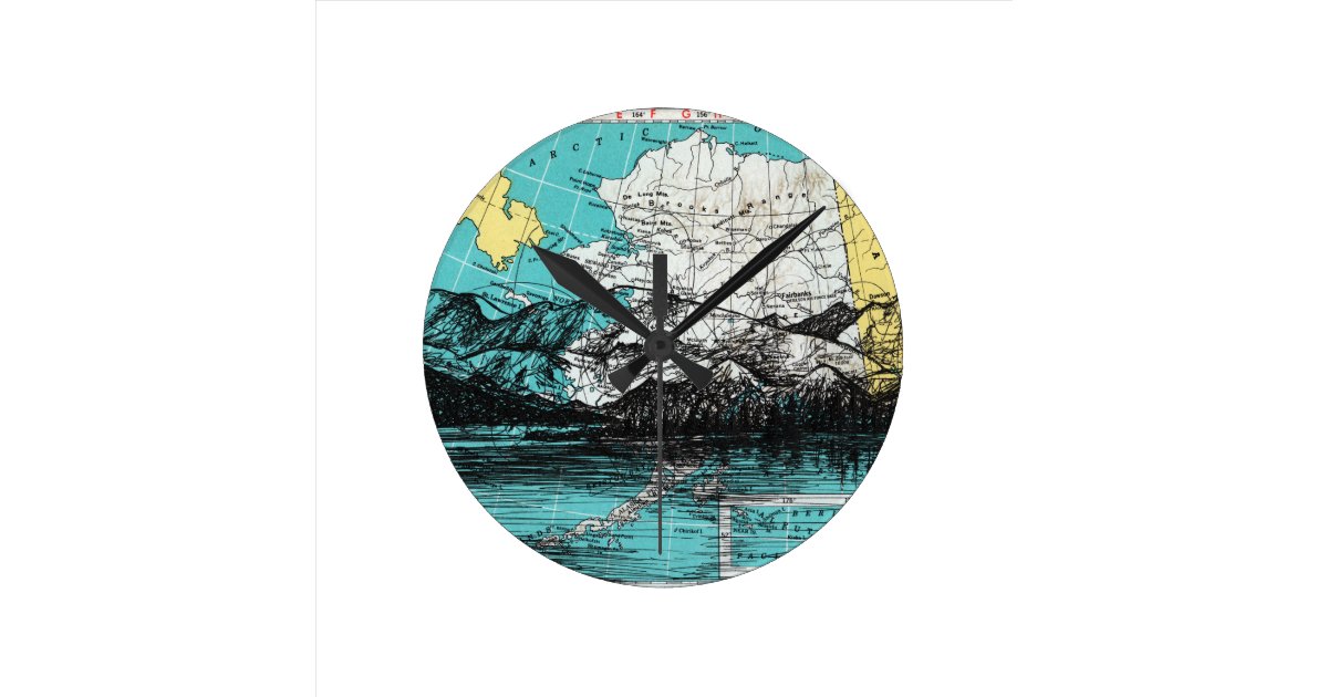 Alaska Map Art Round Clock | Zazzle.com